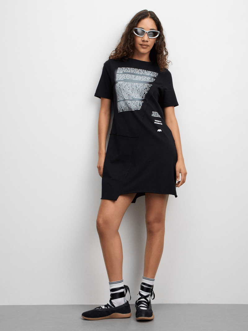 Redbat Women’s Asymmetrical Cotton T-Shirt Black Dress | Bash