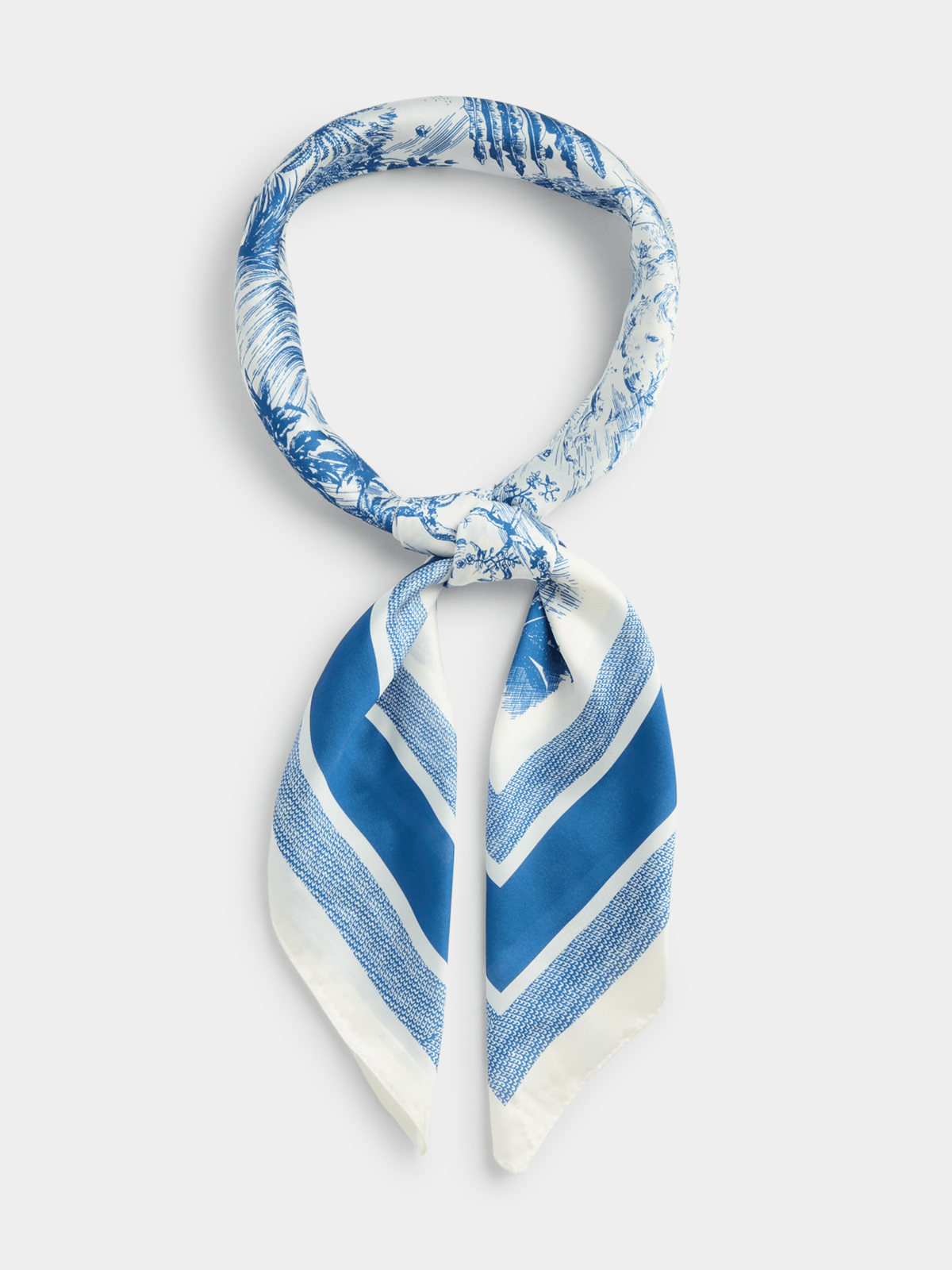 Exact Women's White & Blue Print Satin Scarf | Bash