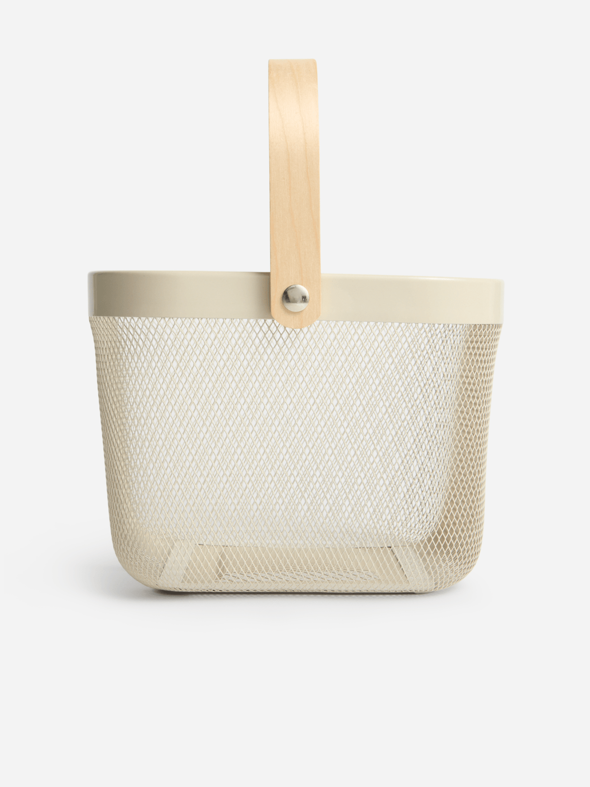 Jet Home Large Cream Square Storage Basket With Handle | Bash