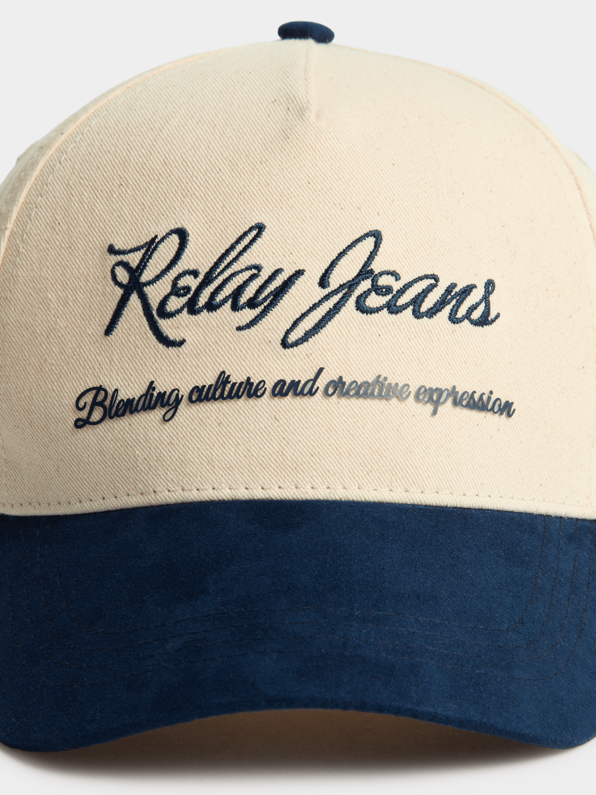 Relay Jeans Men's Scripted Suede Peak Ecru/Navy Cap | Bash
