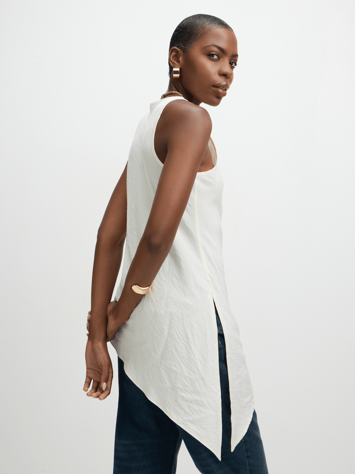 Exact Women's White Asymmetrical Tank Top | Bash