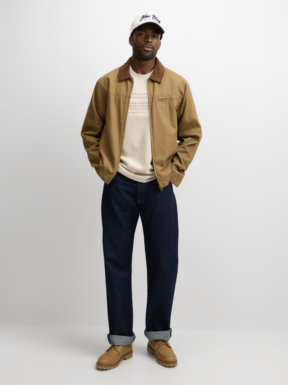 Exact Men's Natural Embossed Slogan T-Shirt | Bash