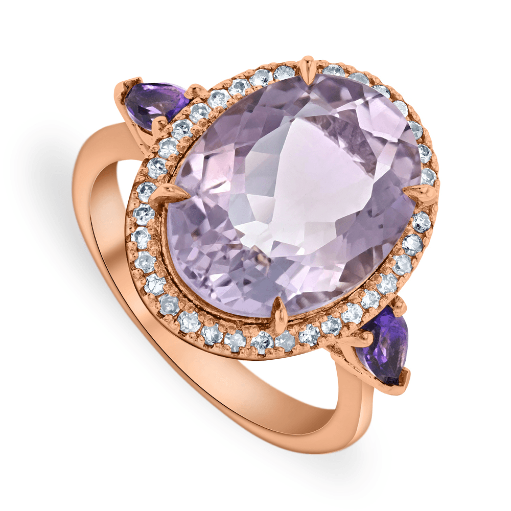 Rose Gold Diamond & Amethyst Women’s Ring - Bash.com